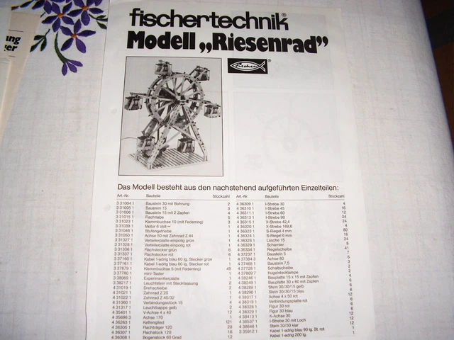 FISCHERTECHNIK BAUANLEITUNGEN/PROSPEKTE, (2) Club Modell Riesenrad EUR ...