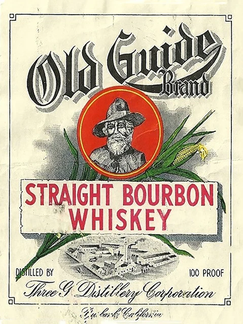 OLD GUIDE BRAND étiquette Bourbon Droit Whisky Reproduction Panneau ...