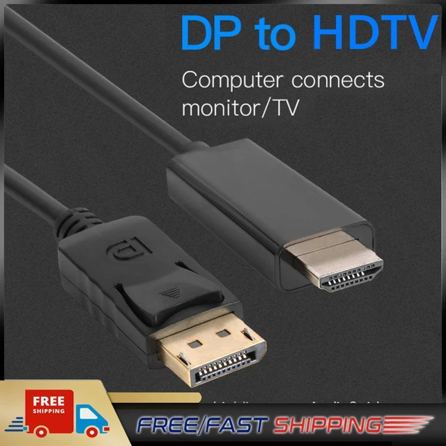 1.8M DISPLAY PORT Cable Plug and Play Adapter Cable for Projector PC TV ...