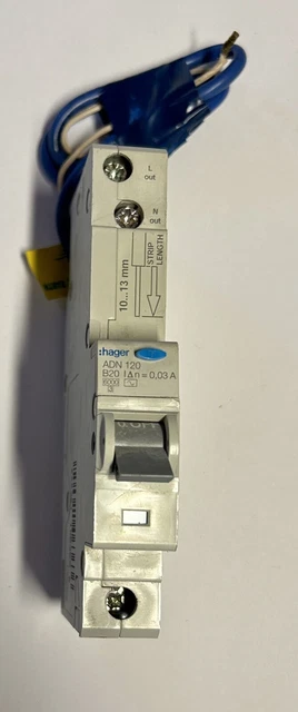 HAGER RCBO 20 Amp 30mA Type B 20A 106363 B20 ADN Range ADN120 £10.50 ...