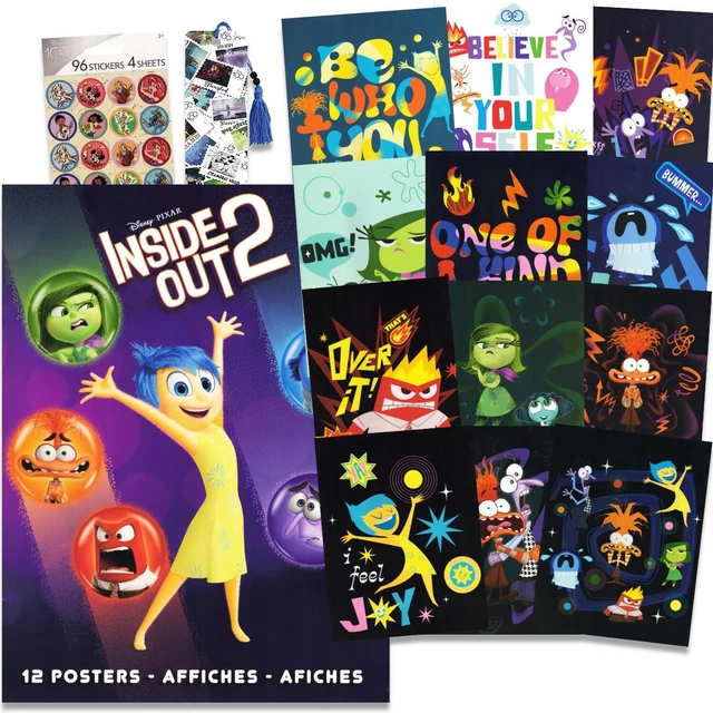 DISNEY MOVIE INSIDE Out 2 Poster Book 23 Posters Stickers Bookmark Joy ...