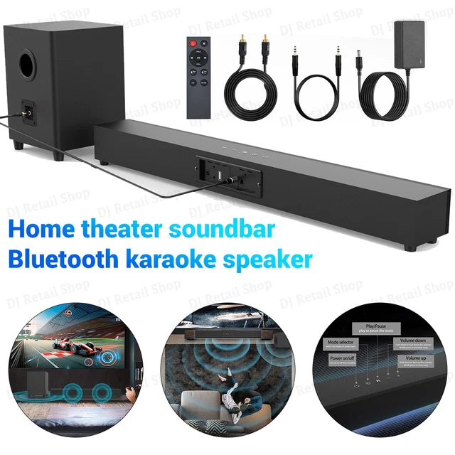 WIRELESS SOUND BAR Surround System with Subwoofer TV Home Speaker ...