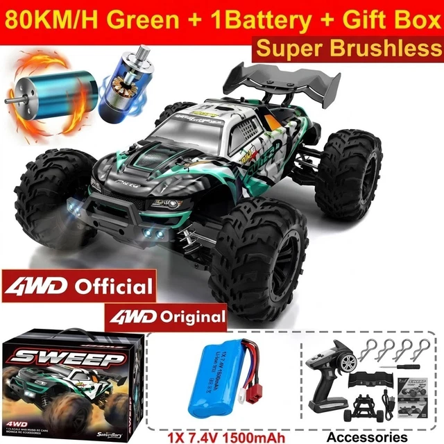 1 16 4wd Rc Car High Speed 80km H Brushless Remote Control Truck Buggy