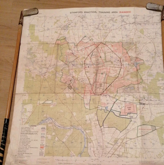 VINTAGE BRITISH MILITARY Map 1962 Stanford Practical Training Area ...