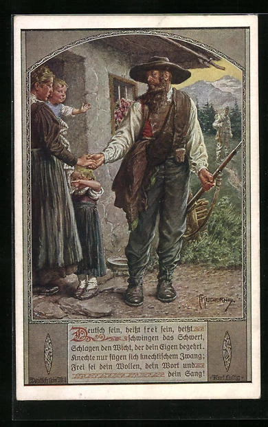 KÜNSTLER-AK FRANZ KUDERNA, Deutscher Schulverein Nr. 801: Bauer zieht in den Kr EUR 6,00 ...