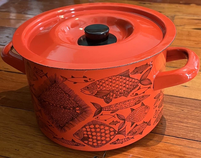 VINTAGE FINEL FINLAND Enamel Fish design saucepan $150.00 - PicClick AU