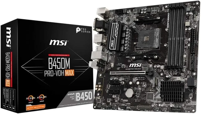 MSI B450M PRO-VDH MAX Motherboard 'mATX, AM4, DDR4, LAN, USB 3.2 Gen1 M ...