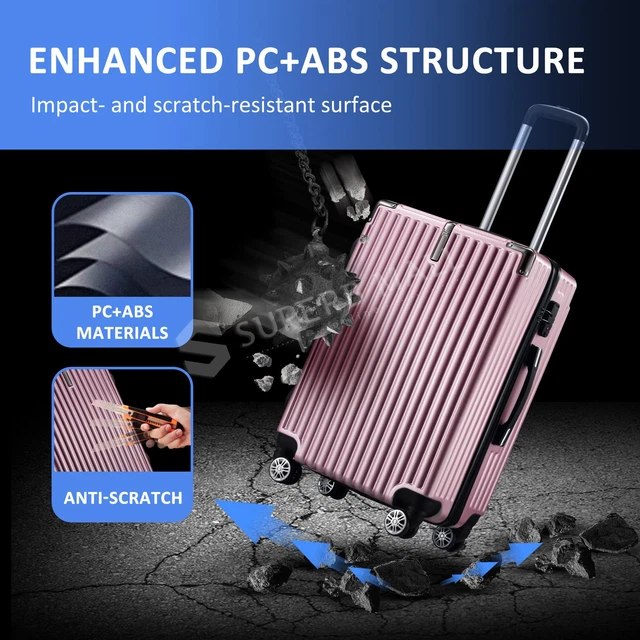 4 PIECE LUGGAGE Set Carry On Traveller Suitcase Hard Shell Rolling ...