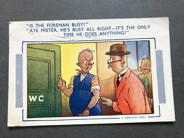 1958 BAMFORTH SAUCY Comic Postcard Workman and Foreman in WC EUR 2,90 ...