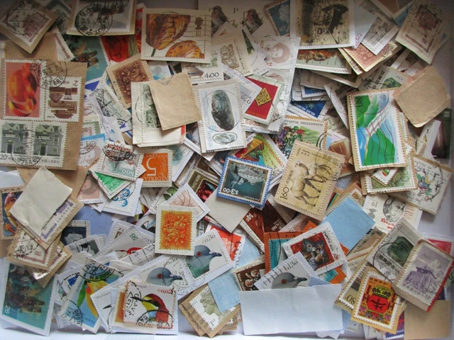 MONDE VRAC 60 grammes timbres oblitérés fragments NOMBREUX multiples ...
