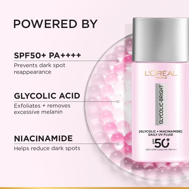 L'ORÉAL PARIS GLYCOLIC Bright UV Fluid SPF 50+ PA++++, 50ml ...