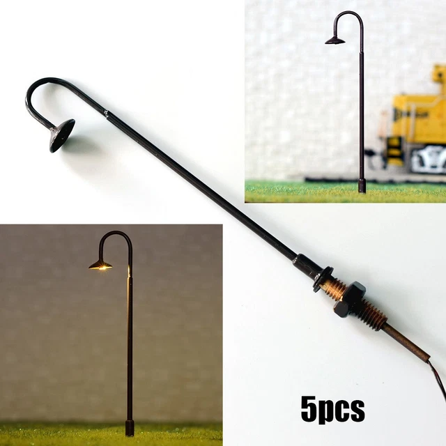 OO SCALE MODEL Train Path Lamp Post with 5 LED Street Lights and 75mm ...