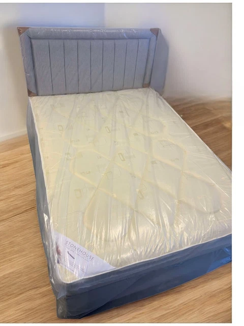 SHORTER LENGTH 4FT 5ft9 small double bed with mattress in grey and ...