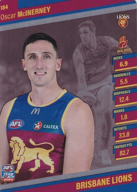 AFL 2024 TEAMCOACH Brisbane Lions - Oscar McInerney Silver Card No. 184 ...