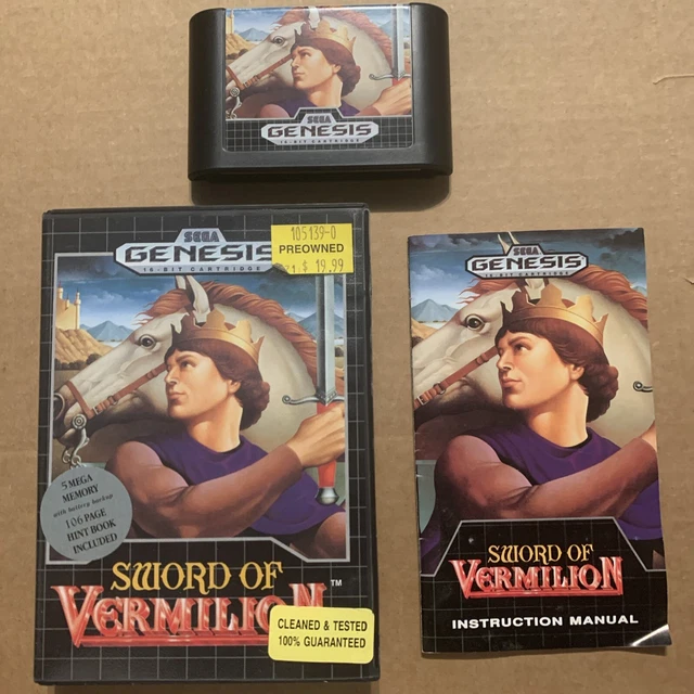 SWORD OF VERMILION Sega Genesis 1990 Complete In Box CIB w/ Manual $23. ...