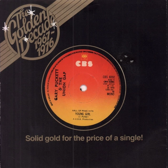 GARY PUCKETT AND the Union Gap Young Girl 7" vinyl UK Cbs Hall of fame ...