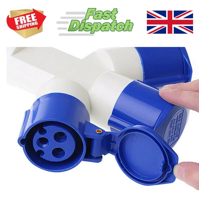 16A 3 WAY Socket Plug Power Splitter Adaptor Caravan Camping Boat ...