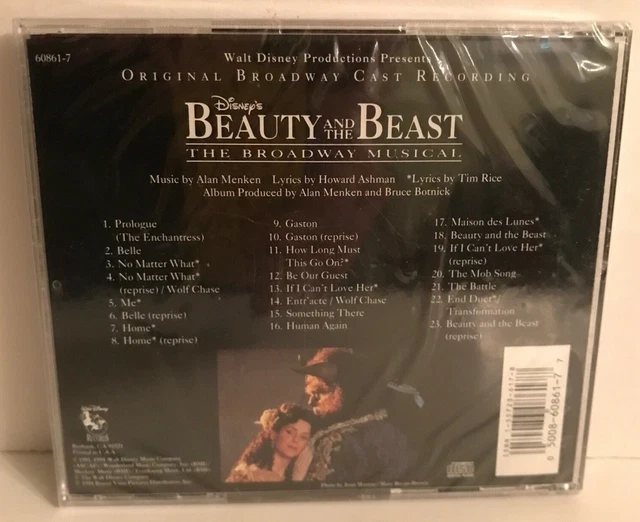 DISNEY'S BEAUTY AND the Beast CD Disney Records 1994 Original Broadway ...