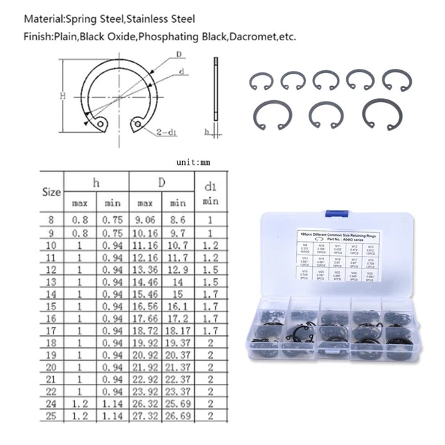 2 PIECES EXTERNAL Circlip Snap Fasteners Ring Assortment Retaining £25. ...
