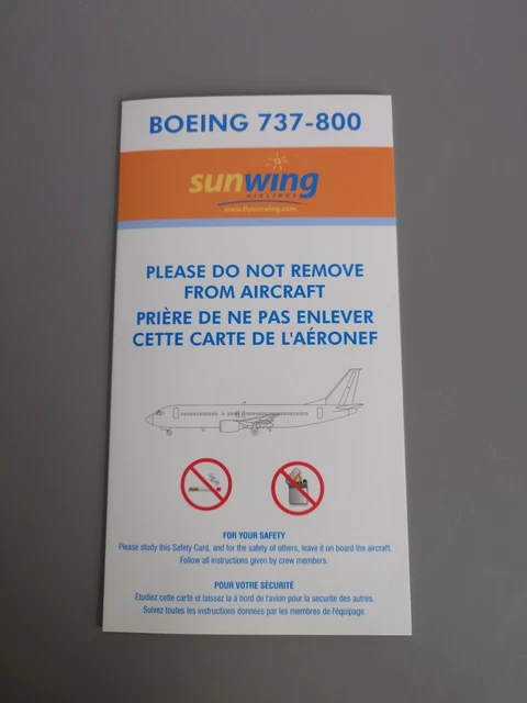 SUNWING AIRLINES BOEING 737-800 R7 Oct 2009 Safety Card £5.43 - PicClick UK