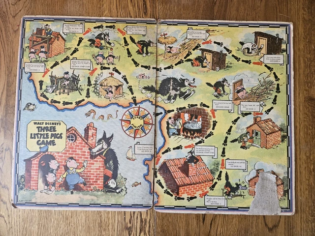 VINTAGE RARE 1933 Walt Disney's Three Little Pigs & Big Bad Wolf GAME ...