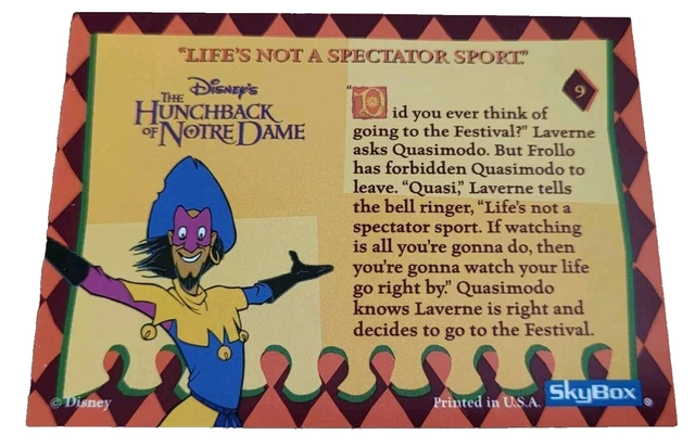 1996 SKYBOX THE Hunchback of Notre Dame Life's Not a Spectator Sport #9 ...