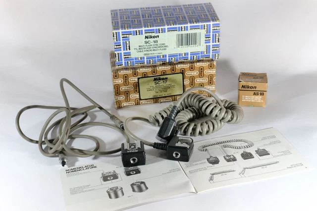 NIKON SYNCHRO FLASH TTL SC17, SC18, AS10 avec boites + une notice ...
