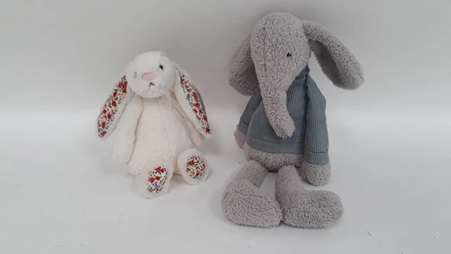 BUNDLE OF 2 Jellycat Plush Toys, Small Cream Blossom Bunny + Jumble ...