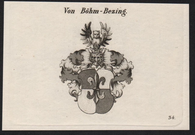 VON BÖHM-BEZING WAPPEN Adel coat of arms Heraldik Kupferstich EUR 12,99 ...