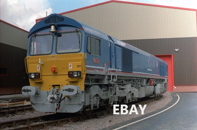 ORIGINAL 35MM COLOUR Railway Neg of Class 59 59201 at Ferrybridge Depot ...