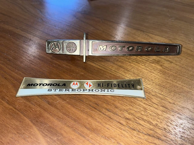 MOTOROLA STEREOPHONIC HIGH Fidelity Logo Name Plate Badges Metal Tube ...
