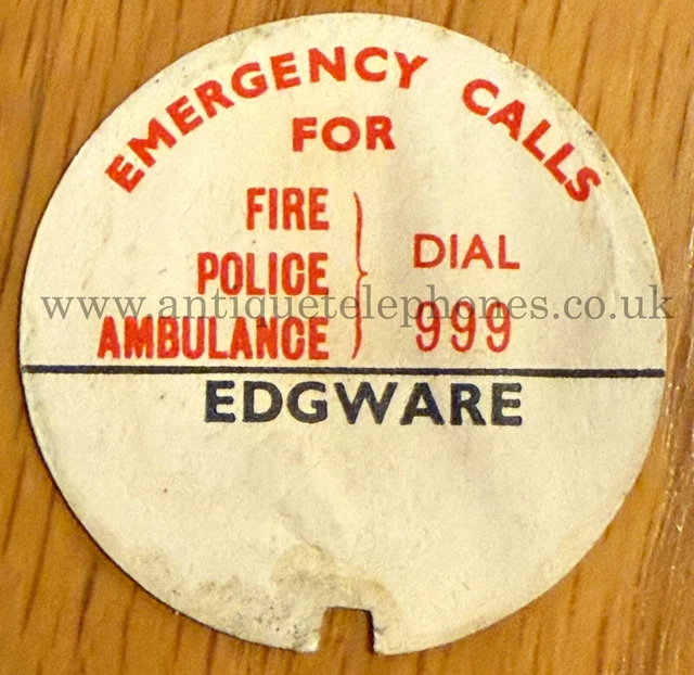 GENUINE GPO TELEPHONE dial label EDGWARE AA £6.96 - PicClick UK