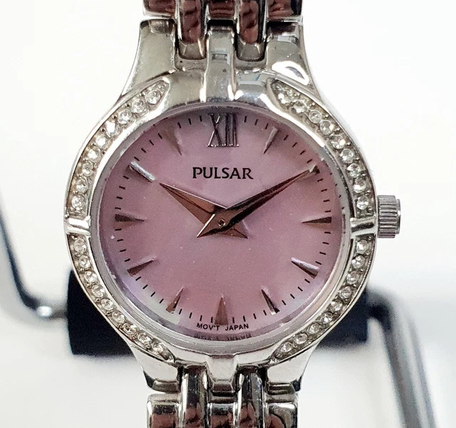 PULSAR LADIES WATCH Pink Mother of Pearl Dial S/Steel Quartz Box New ...