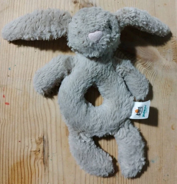 JELLYCAT BASHFUL BUNNY Rabbit Grabber Plush Rattle Soft Toy Comforter ...
