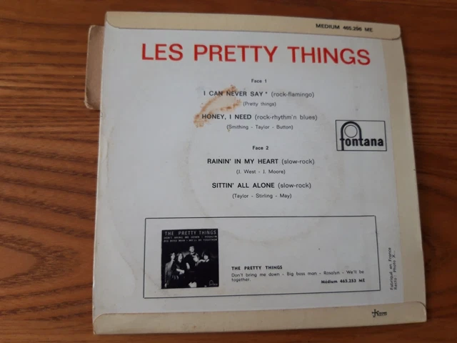 PRETTY THINGS : I Can Never Say FRENCH EP FONTANA 456.296 + LANGUETTE ...