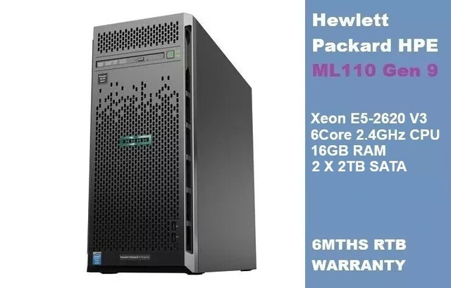 HP PROLIANT ML110 Gen9 HPE Tower Server 16GB XEON E5-2620 V3 6Core @2.4GHZ 2X2TB £179.99 ...
