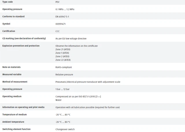 FESTO PEV-1/4-SC-OD 161760 Pressure Switch New EUR 81,77 - PicClick FR