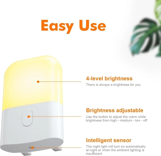 2PCS NIGHT LIGHT Plug in Wall Dusk to Dawn Photocell Sensor Dimmable ...