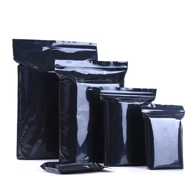 100 GRIP SEAL Bags Self Resealable Grip Poly PE Plastic Black Zip Lock ...