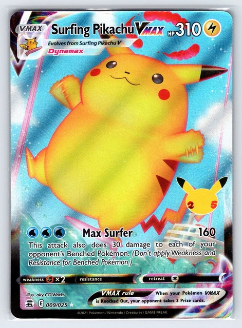 SURFING PIKACHU VMAX 9/25 Celebrations Set Pokemon Card Ultra Rare - Nm ...