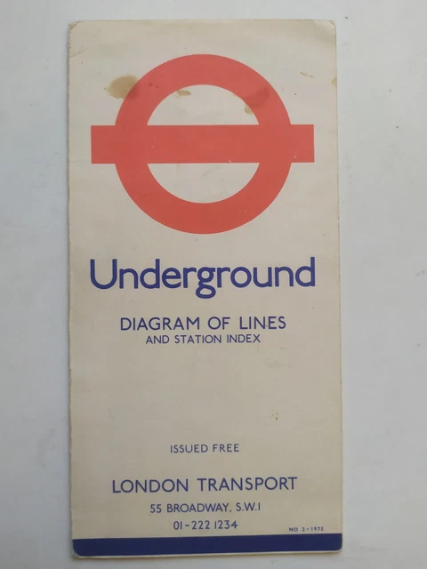 LONDON UNDERGROUND VINTAGE Pocket size Map / Diagram of The Lines 1975 ...