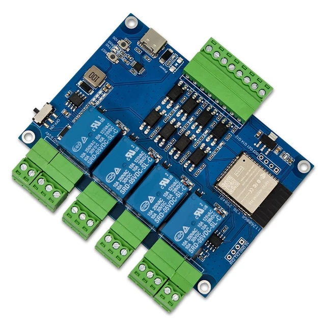 ESP32 RS485 MODBUS 4 Channel Relay Module 7-24V TYPE-C Built-in CH340 ...