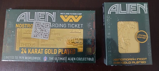 ALIEN LIMITED EDITION gold plated Nostramo boarding pass and Xenomorph ...