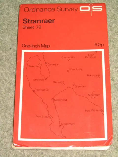 VINTAGE OS ORDNANCE Survey 1" map - Sheet 79 Stranraer - 1963 edition £ ...