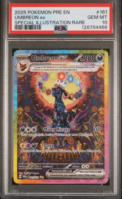 2025 POKEMON PRE En-Prismatic Evolutions #161 Umbreon Ex Psa 10 £2,026. ...