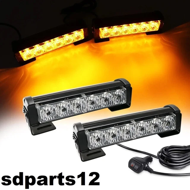 2X 6LED -LEUCHTEN Leuchte Stroboskop Warnschild Warnung Flash 12/24V ...