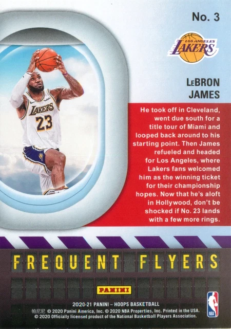 CARTE D'INSERTION DE flyers fréquents LeBron James 2020-21 NBA Hoops ...