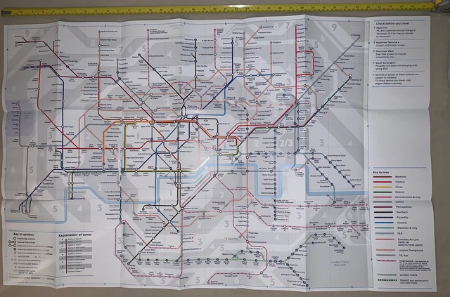 LARGE PRINT TUBE MAP - September 2021 London Underground TFL Colour ...