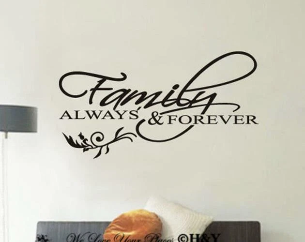 &FAMILY ALWAYS FOREVER& Removable Wall Stickers Quote Wall Decal Art ...