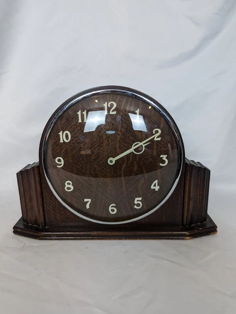 VINTAGE RETRO 70S Stylish Metamec Wind-up Mantle Clock Wood Art Deco ...